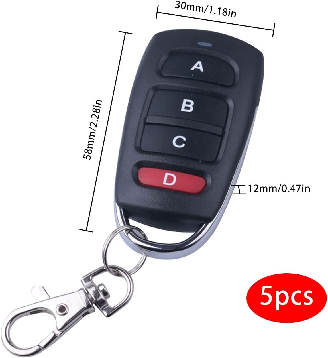 5pcs Replacement Garage Door Electric Gate Cloning Remote Control Key ...