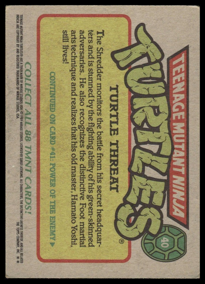 1989 O-Pee-Chee Teenage Mutant Ninja Turtles #40 Turtle Threat | eBay