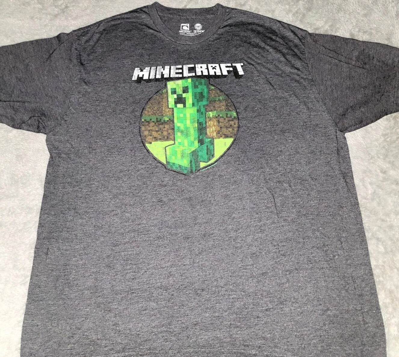 Mojang Jinx Minecraft Graphic T-Shirt Gray Mens Size… - Gem