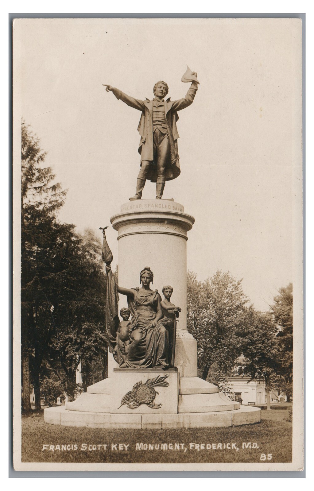 RPPC Francis Scott Key Monument FREDERICK MD Maryland Real Photo ...