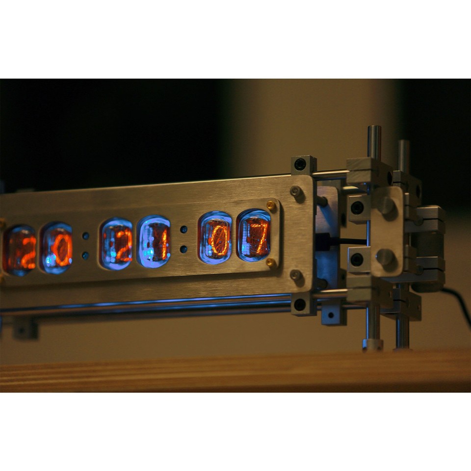 IN12 Glow Tube Clock 6Bit Retro Cyberpunk Stainless Nixie Tube Clock 5V ...