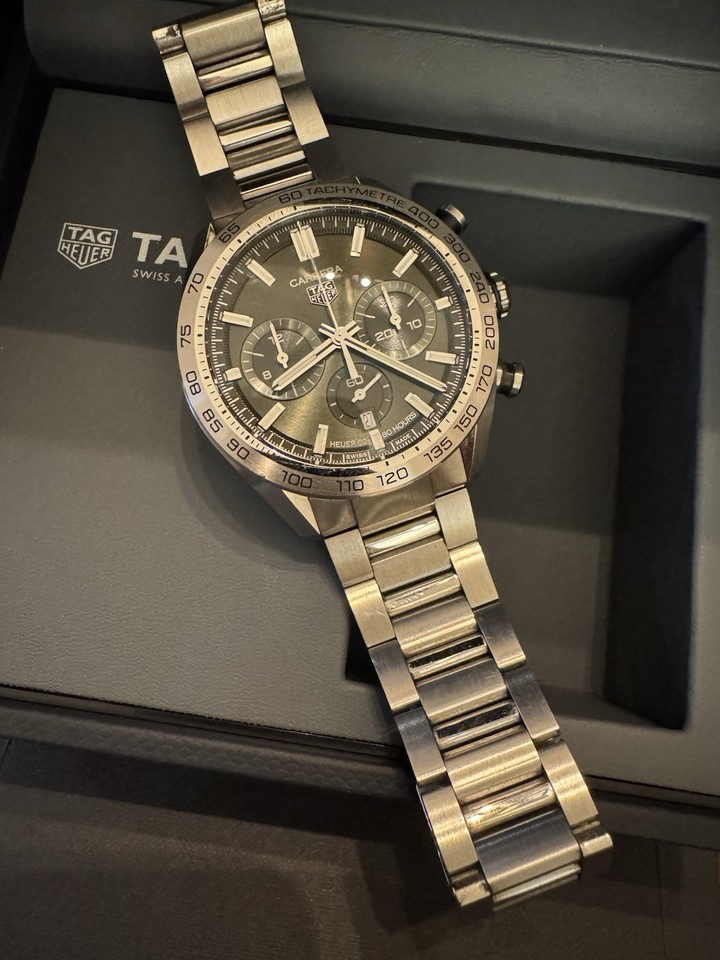 One Owner TAG Heuer Carrera Chronograph Automatic Green Dial 44mm | eBay