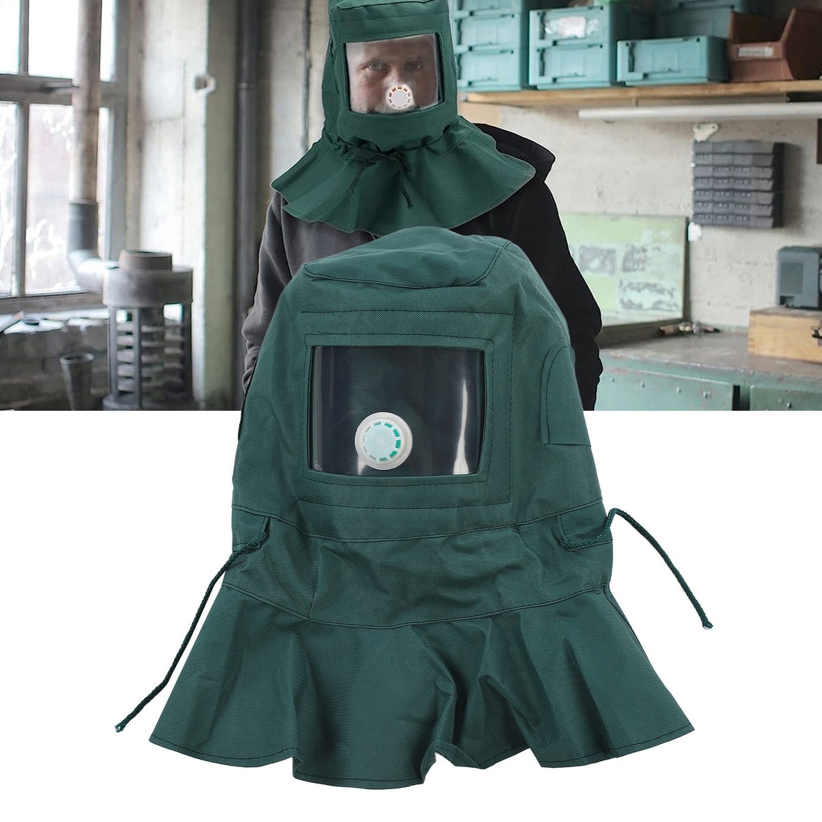 Sandblast Hood 3m Mask Sandblasting Hood Cap, Canvas Shawl... Sand ...