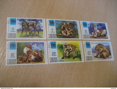 Liberia Yvert 542/7 Cancel Zebra Koala Flamme Fox Monkey Brown Bear ...