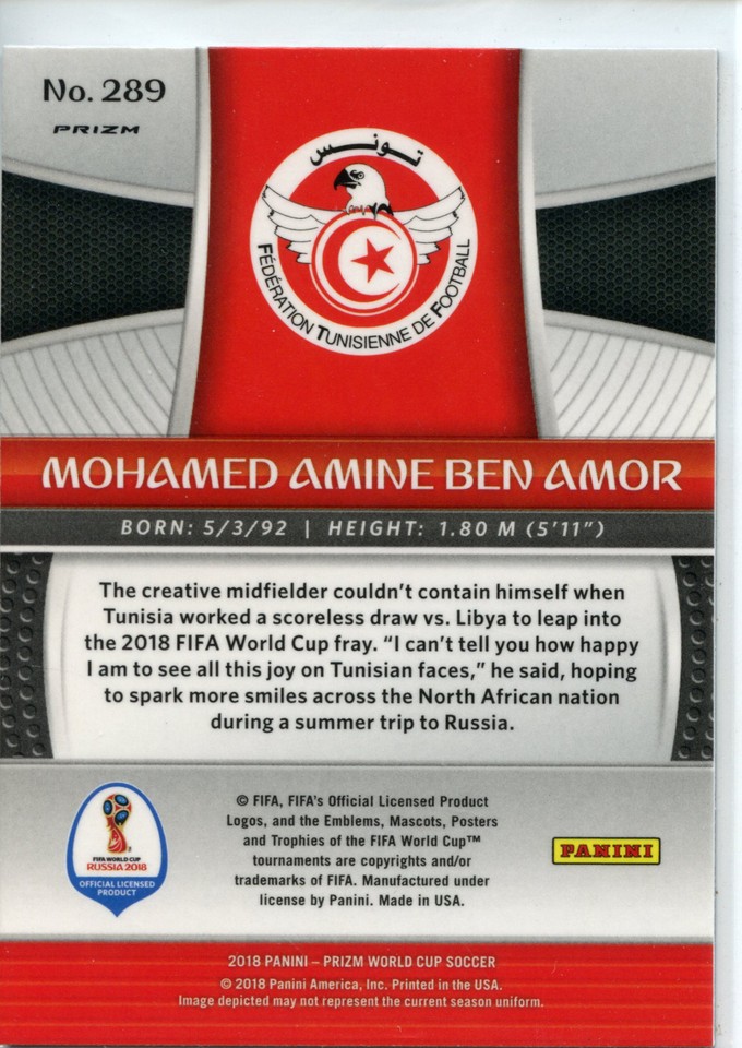 2018 Panini Prizm World Cup RED MOSAIC #289 Mohamed Amine Ben Amor - Tunisia | eBay