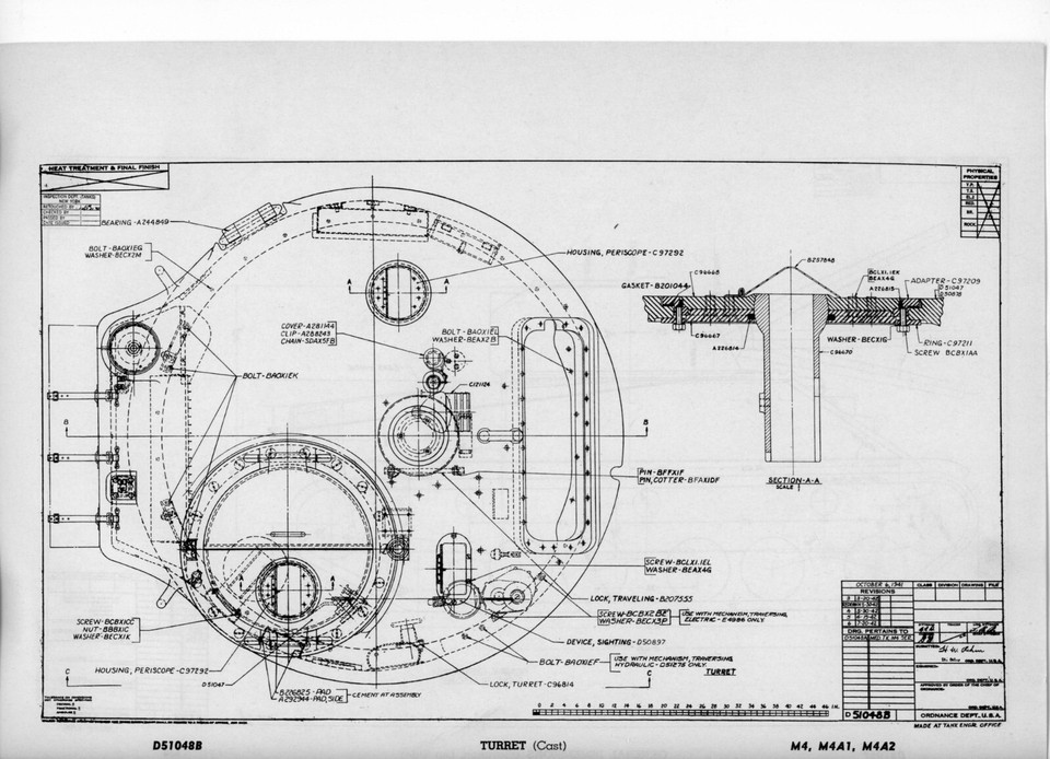SHERMAN TANK Blueprints PLANS M4 RARE HISTORIC DRAWINGS WW2 Large size ...