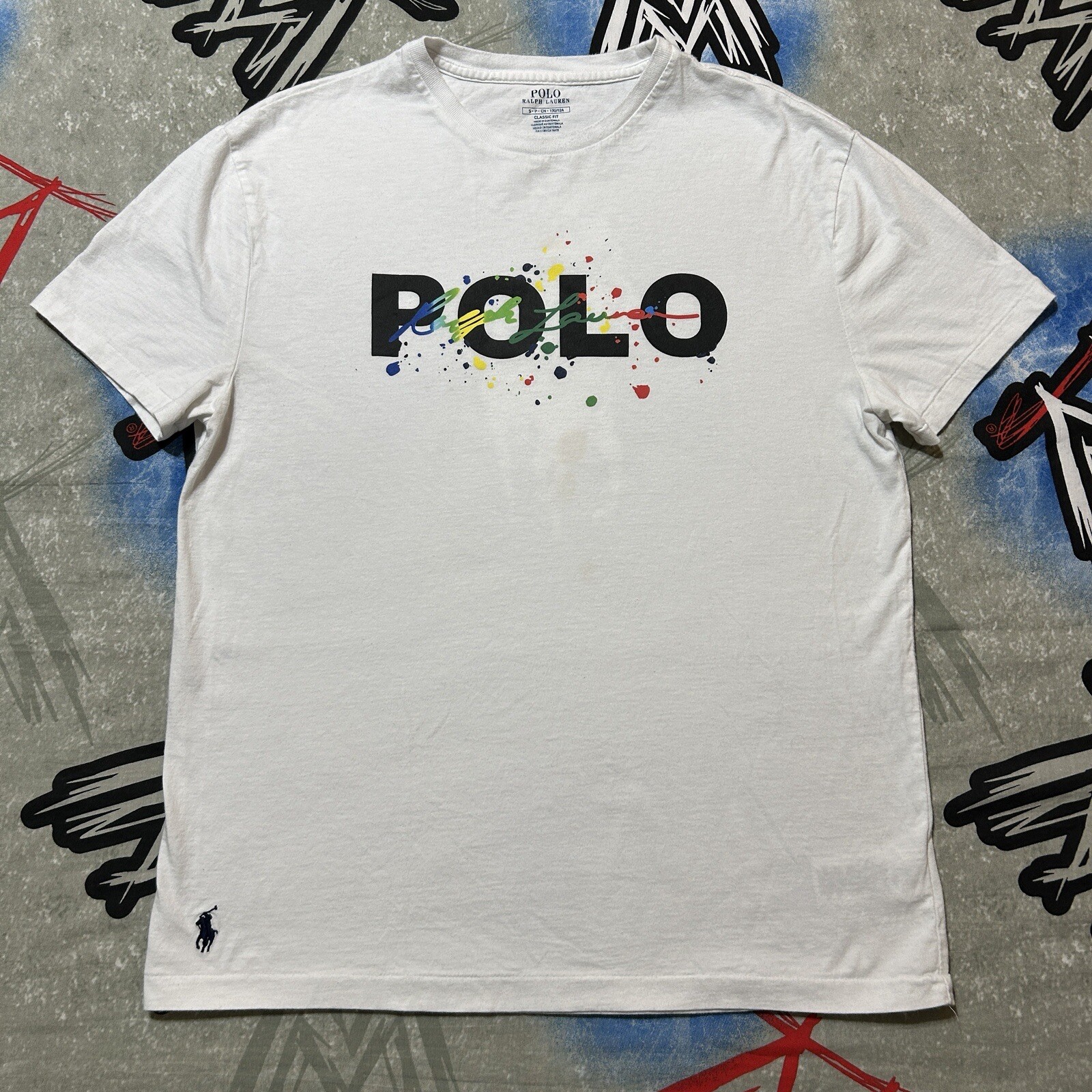 Polo Ralph Lauren Paint Splatter Big Logo Men's S T-S… - Gem