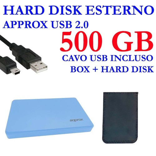 HDD HARD DISK ESTERNO 500GB 2 5 USB 2 0 HDD200LB PER VIDEO MUSICA FOTO