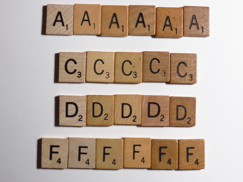 Wood AUTHENTIC Scrabble Tiles, Tan w/ Engraved Black Letters, Single ...