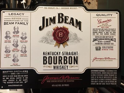 Jim Beam Bourbon Metal Sign. 11.5 By 16.5 Size. | eBay