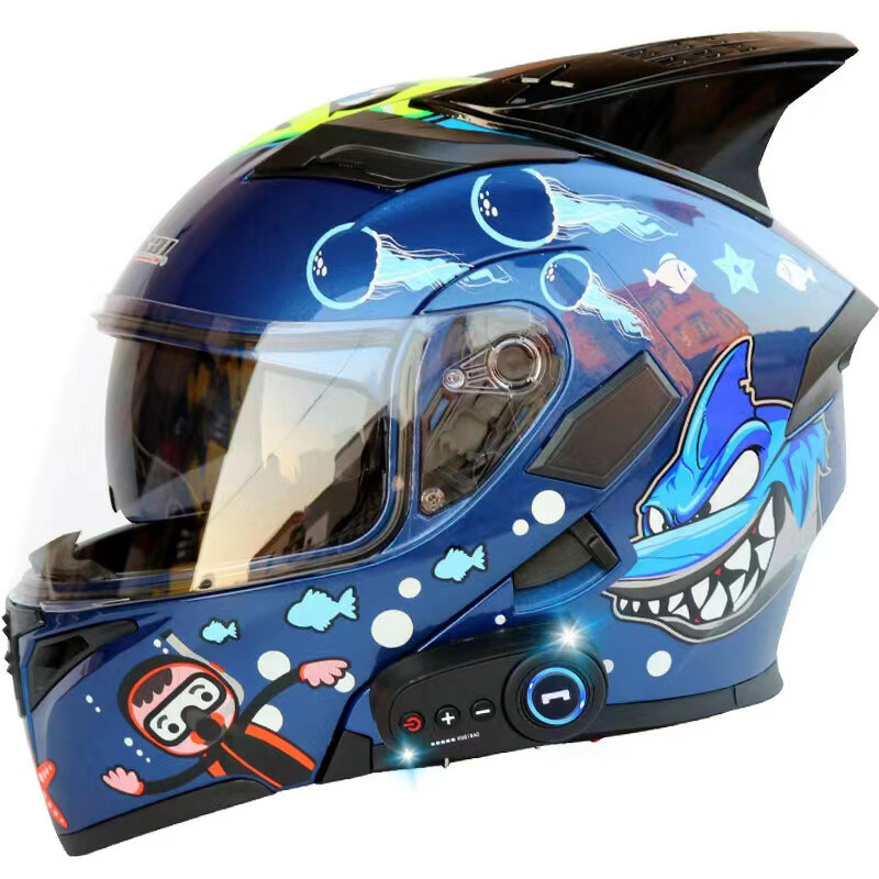 Motorcycle Double Lens Facelift Helmet Bluetooth Helmet Full Helmet ...