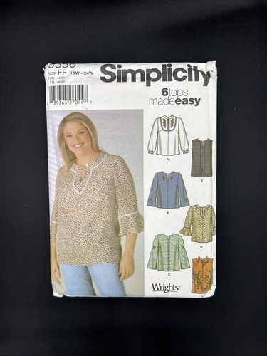 Simplicity Pattern #5356 Top/Shirt Womens Sz 18W-24W~6 Variations~Uncut ...
