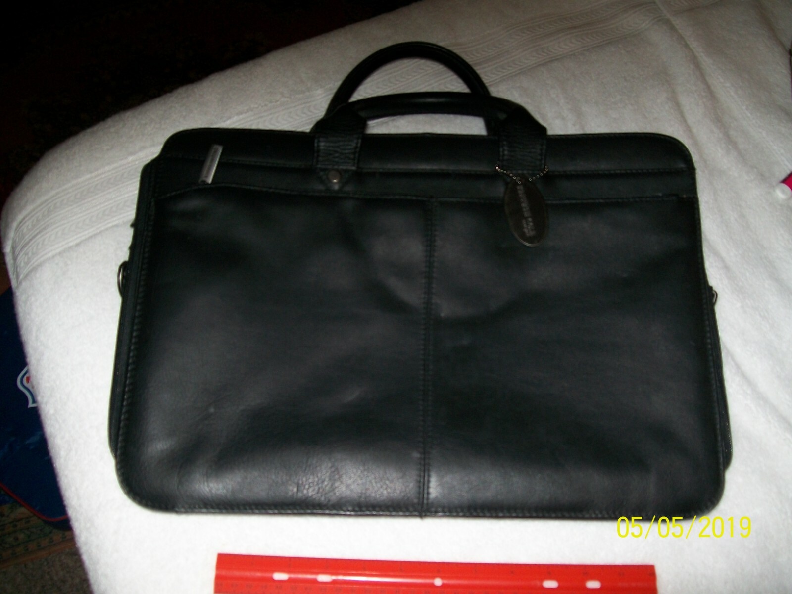 KENNETH COLE BLACK LEATHER BRIEFCASE,LAPTOP CASE-LOTS OF POCKETS ...