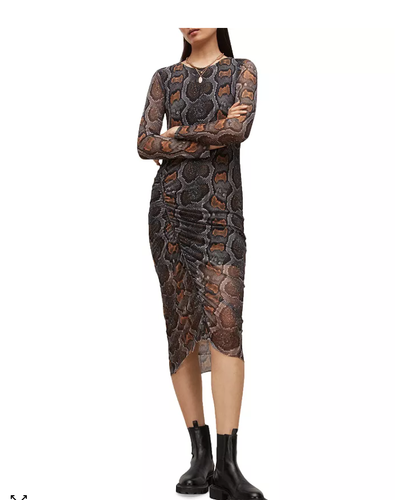 All Saints Norma Long Sleeve Snake Dress Size Medium | eBay