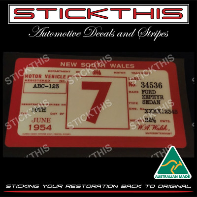 Reproduced Historic NSW Rego Registration Label Decal Sticker 1933 ...