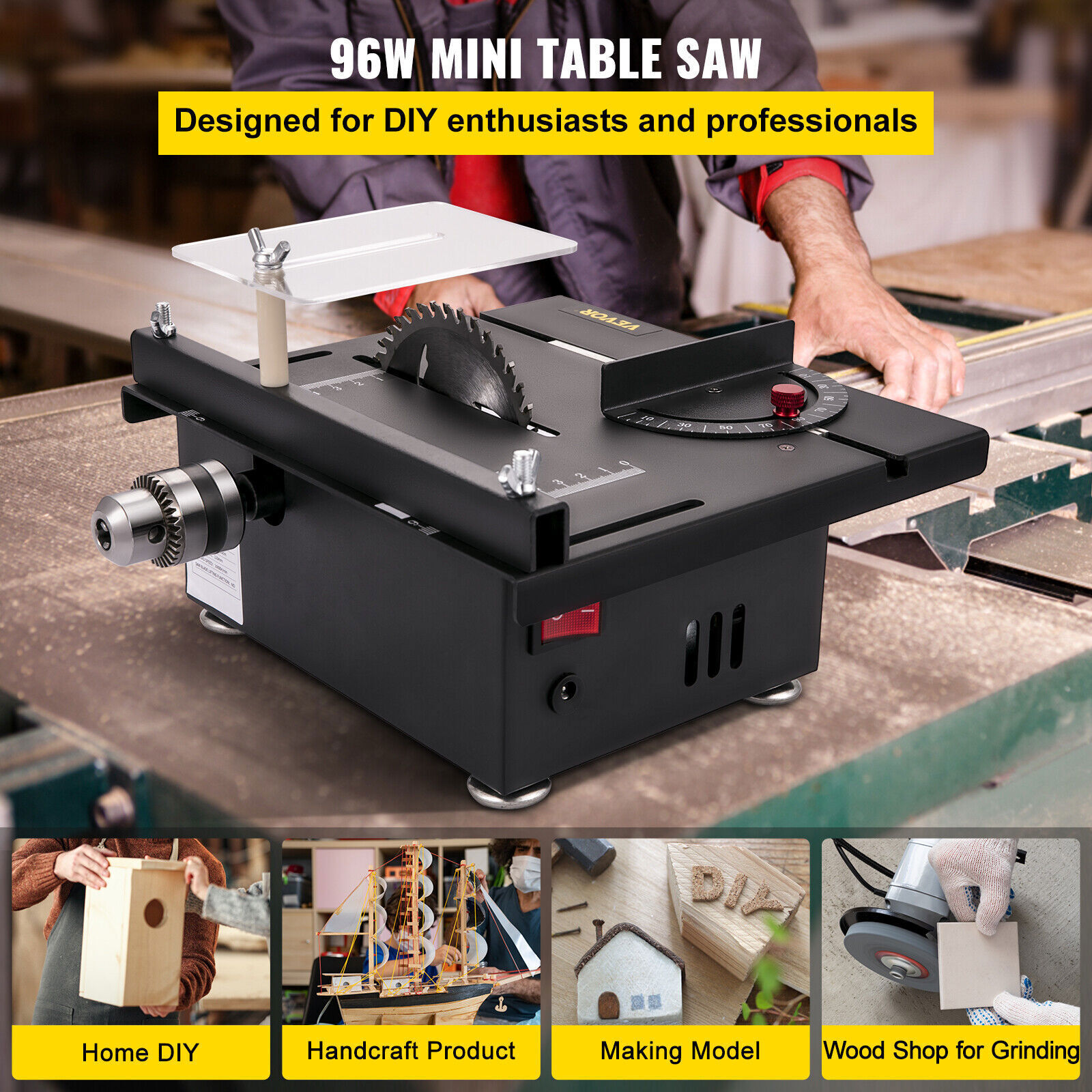 VEVOR 10000RPM Mini Sliding Table Saw for DIY Woodworking Cutting Bench ...