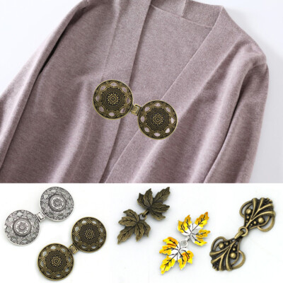 Women Retro Alloy Buckle Cloak Clasp Fastener Cardigan Sweater Shawl ...