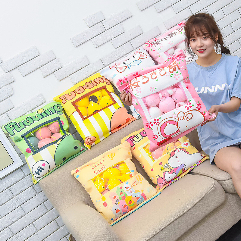 Pudding Bag Food Pillow Cute Cat Chick Dinosaur Plush Pillow Soft Sofa ...
