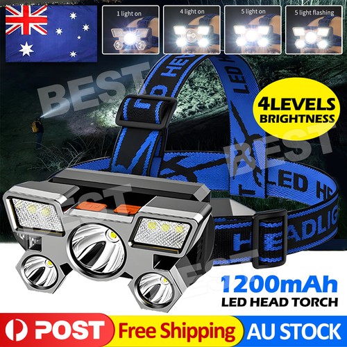 LED Head Light Torch Headlamp USB Rechargeable Flashlight Fishing Lamps ...