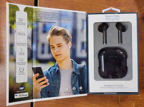 Pom Bluetooth Smart Pods Pro Logic Premium Wireless Earpods w/ Charging ...