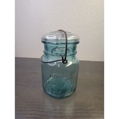 Vintage Ball Ideal Wire Bail Aqua Blue Pint Canning Storage Jar | eBay