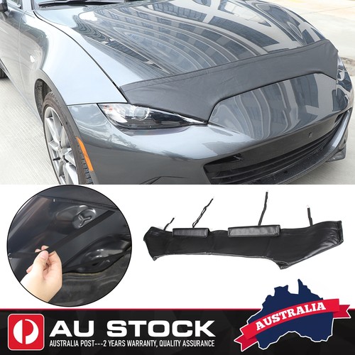 PU Leather Car Bonnet Hood Bra Wind & Bug Deflectors For Mazda MX-5 16 ...