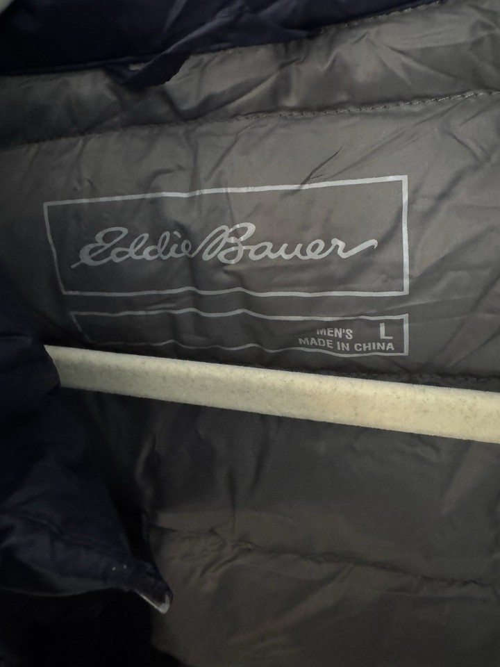 Eddie Bauer Goose Down Puffer Vest Men's Large Navy Blue Quilted Hiking ...