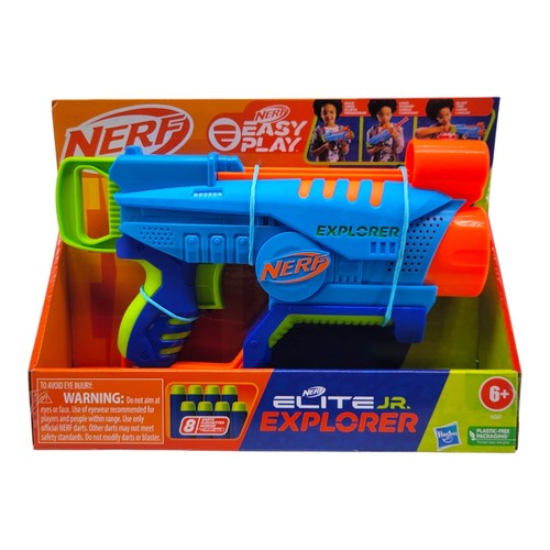 Hasbro Nerf Gun Easy Play Elite Jr Explorer Blaster with 8 Darts Toy ...