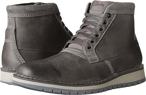 Clarks Men's Varby Top Ankle Boot Dark Grey Leather 26127859 | eBay
