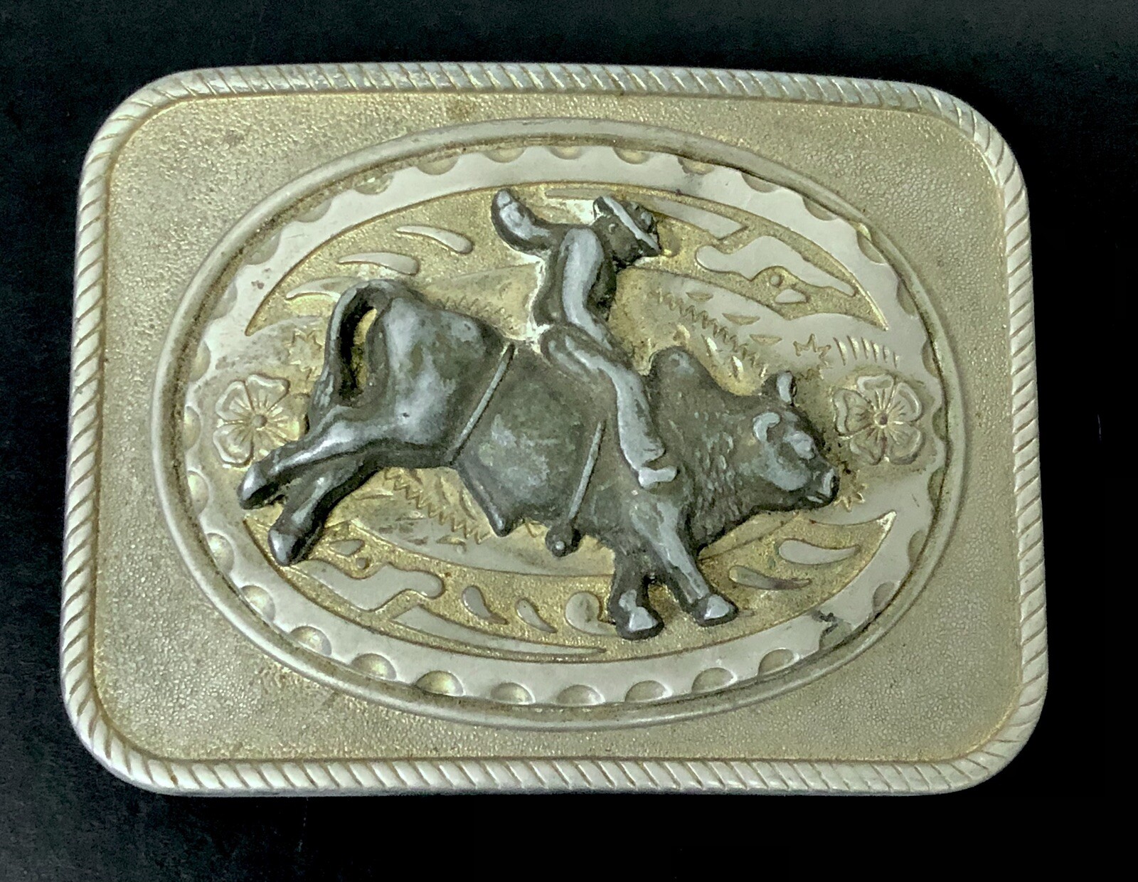 Vintage 1970's Bareback Bull Rider Cowboy Rodeo Alloy Belt Buckle 3D ...