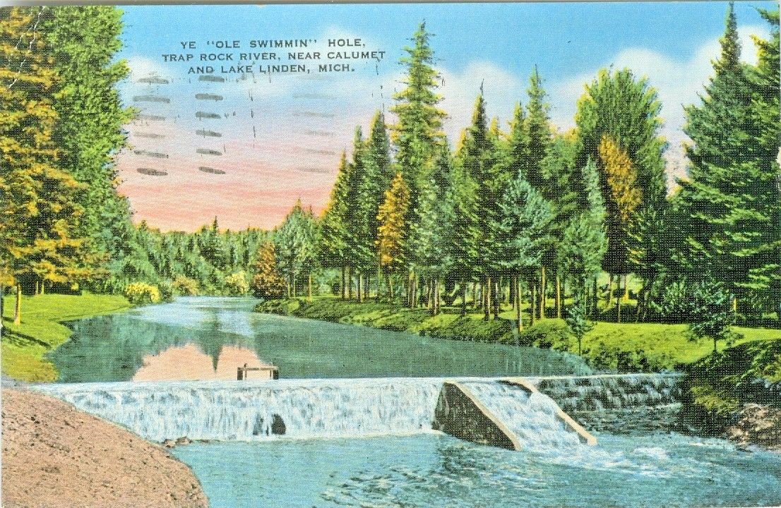 Calumet MI The Old Swimming Hole,Trap Rock River 1938 | eBay