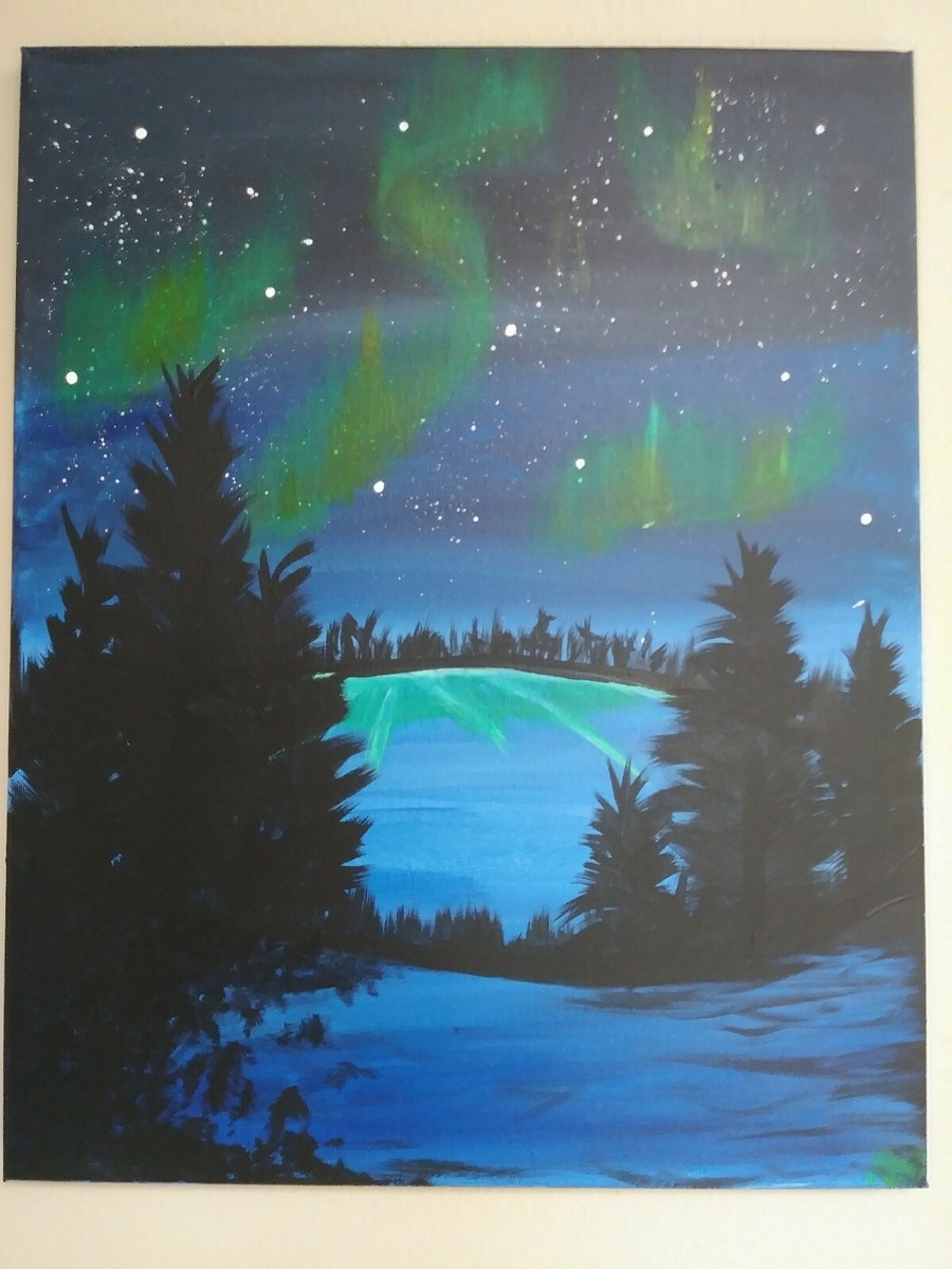 Northern Lights Paint Night Northern Lights Painting Night Sky
