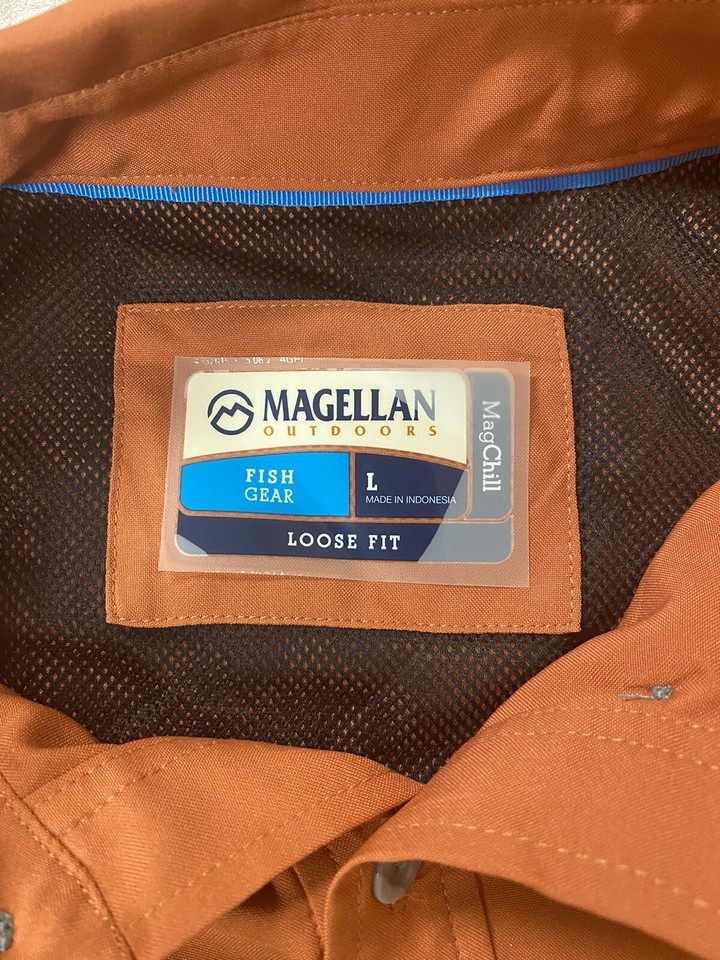 Magellan Shirt Mens Large Ligh Brown Loose Fit Fish Gear Mag Chill Men ...