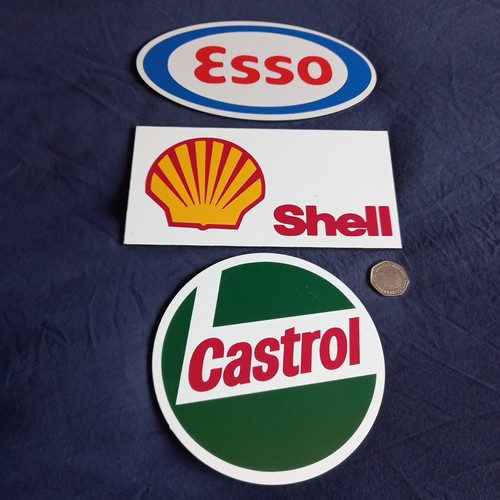 JOB LOT OF THREE 'SHELL/ESSO/CASTROL OIL' ADVERTISING SIGN....IDEAL ...