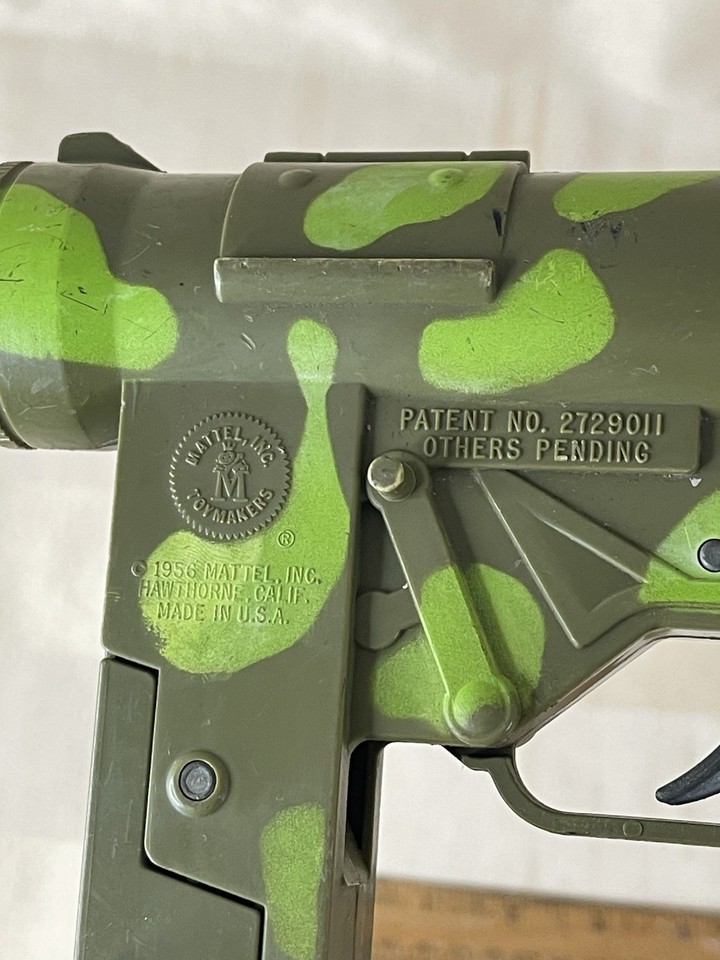 VTG Mattel 1956 - GUERRILLA BURP Cap TOY Gun - Hand Crank Army Camo ...