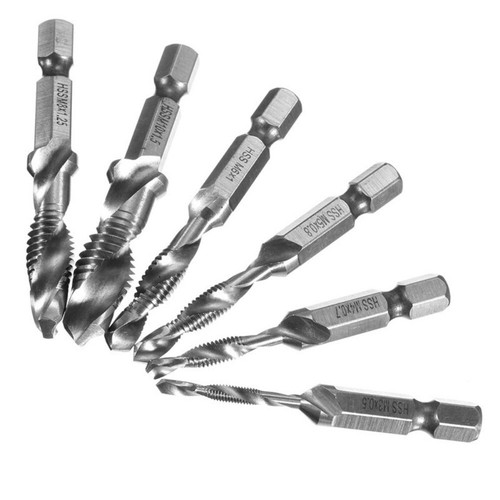 1X M6 HSS Hex Shank Tap Drill Bits Metric Thread Screw Compound Tapping ...