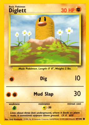 DIGLETT 47/102 BASE SET UNLIMITED POKEMON TCG CCG 2000 NM | eBay