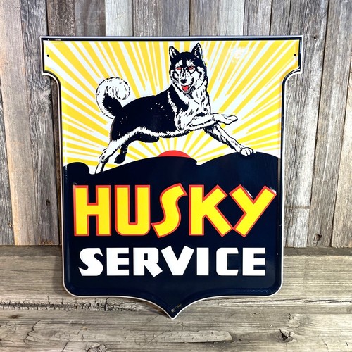Husky Service Gasoline Large 18" Embossed Metal Steel Sign Vintage ...