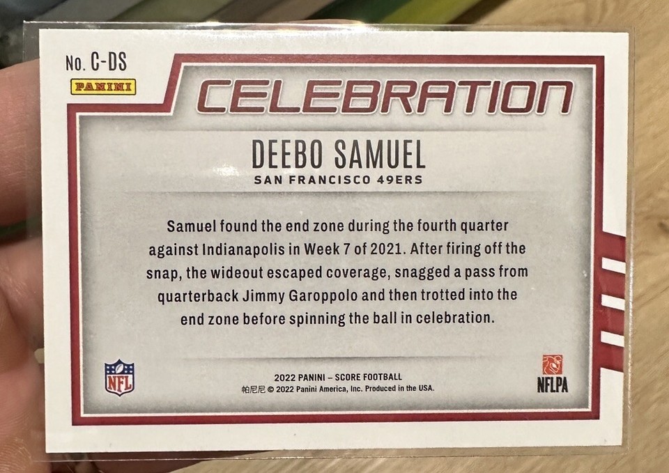 2022 SCORE FOOTBALL 49ERS DEEBO SAMUEL CELEBRATION INSERT #C-DS | eBay