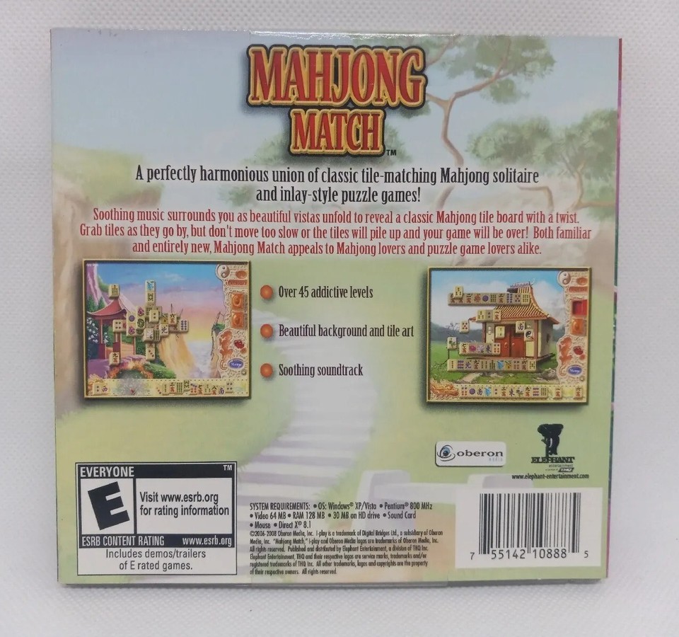 Mahjong Match PC Game * Windows 98/ME/2000/XP * Brand New & Sealed ...