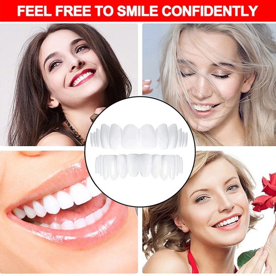 Snap On Upper and Bottom Set False Teeth Dental Veneers Denture Tooth ...