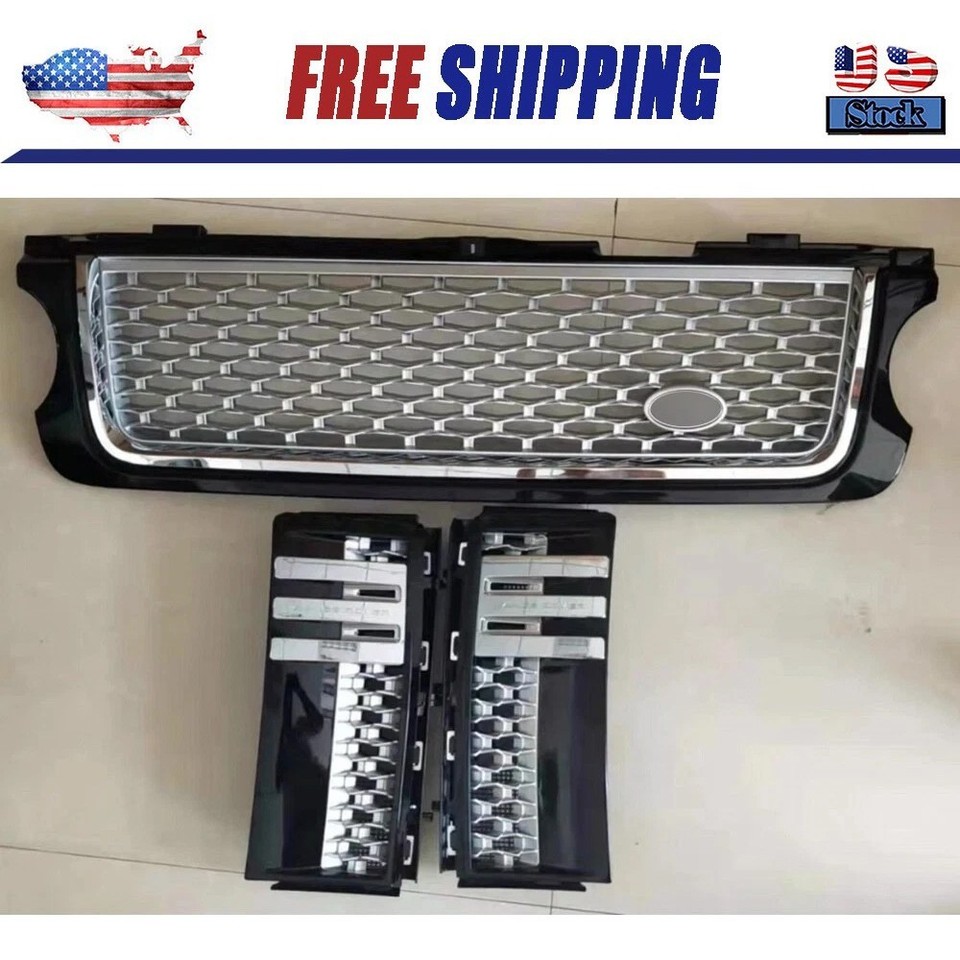 Front Grille Bumper Grill W/Side Vent Trim Fit For Range Rover L322 10 ...