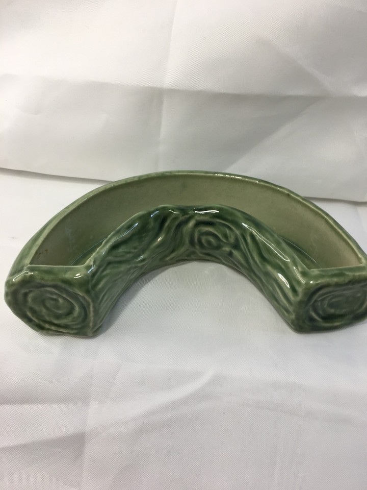 Vintage Pair Wade Ceramic Semi Circle Trays Formed As Logs Green Brown ...