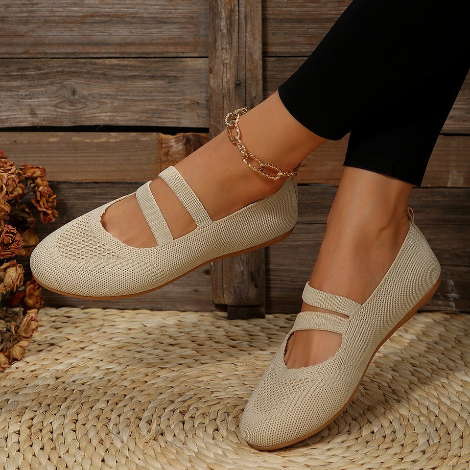 Womens Flats Shoes Casual Ballet Ladies Slip on Round Toe Walking Dress ...