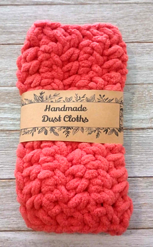 Crochet Dust Cloth Handmade USA Deep Coral Reusable Eco Friendly ...