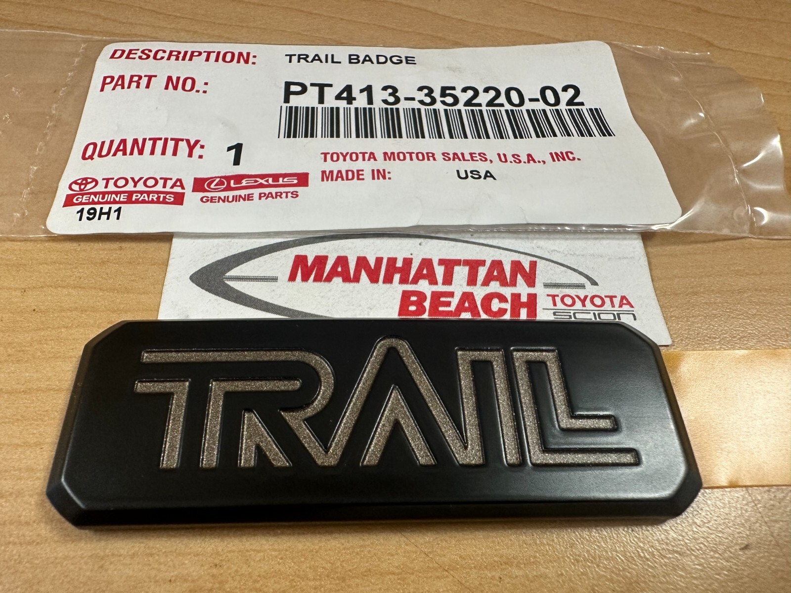 2022-2026 Tacoma OEM Trail Badge Emblem Black W/Bronze PT413-35220-02 ...