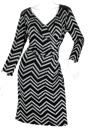 {Nine West} Dress Black & White Pattern A Line Stretch Summer Zip Lined ...