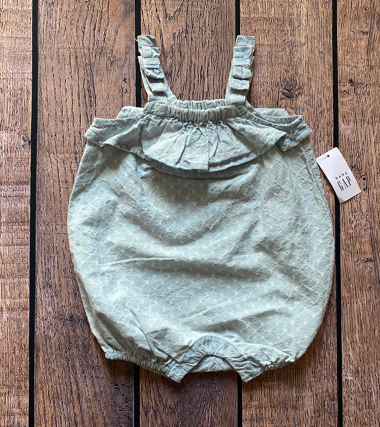 Baby Girl 0-3 Months Baby Gap Blue Diamond Textured One Piece Ruffle ...