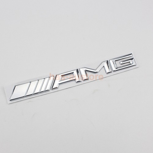 Metal Chrome Silver AMG Emblem Badge for Mercedes AMG A C E GLC GLA GLB ...