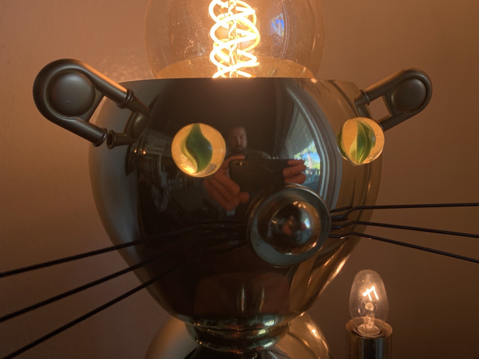 Vintage Cat Kitty Light Lamp Mid Century Modern Brass Wood Metal Deco ...